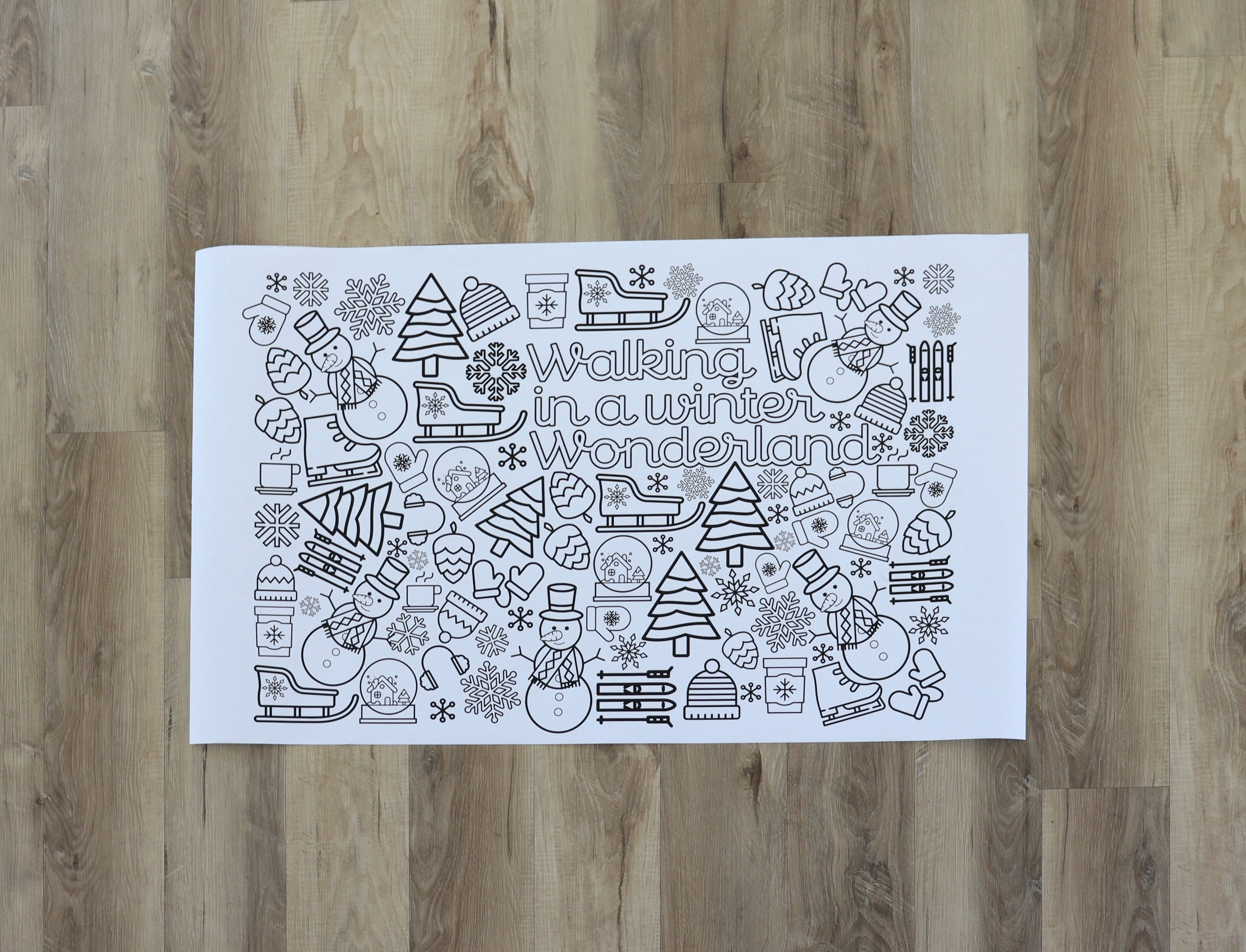 WINTER WONDERLAND Giant Coloring Page, Christmas Poster, Winter ...