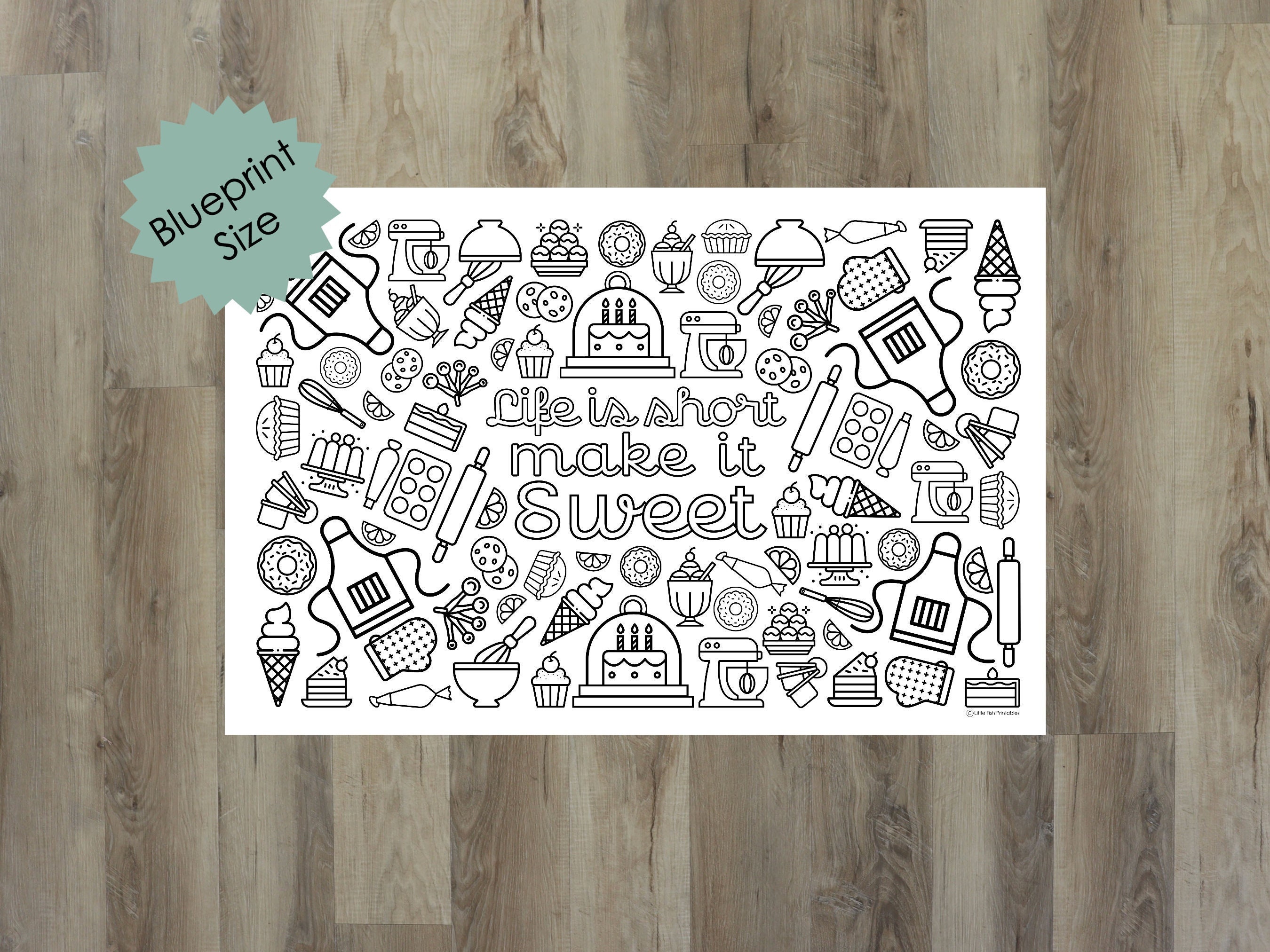 Baking Giant Coloring Page, Baking Coloring Poster, Make Life Sweet ...