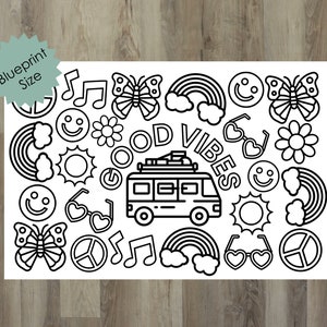 Good Vibes Themed Coloring Page, Giant Coloring Page, Groovy Coloring ...