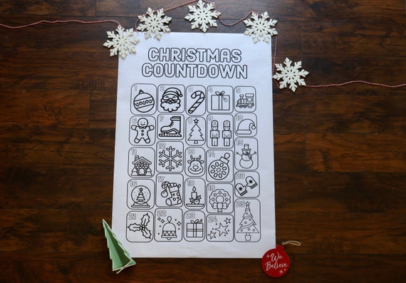 CHRISTMAS Countdown Giant Coloring Page Christmas Poster - Etsy