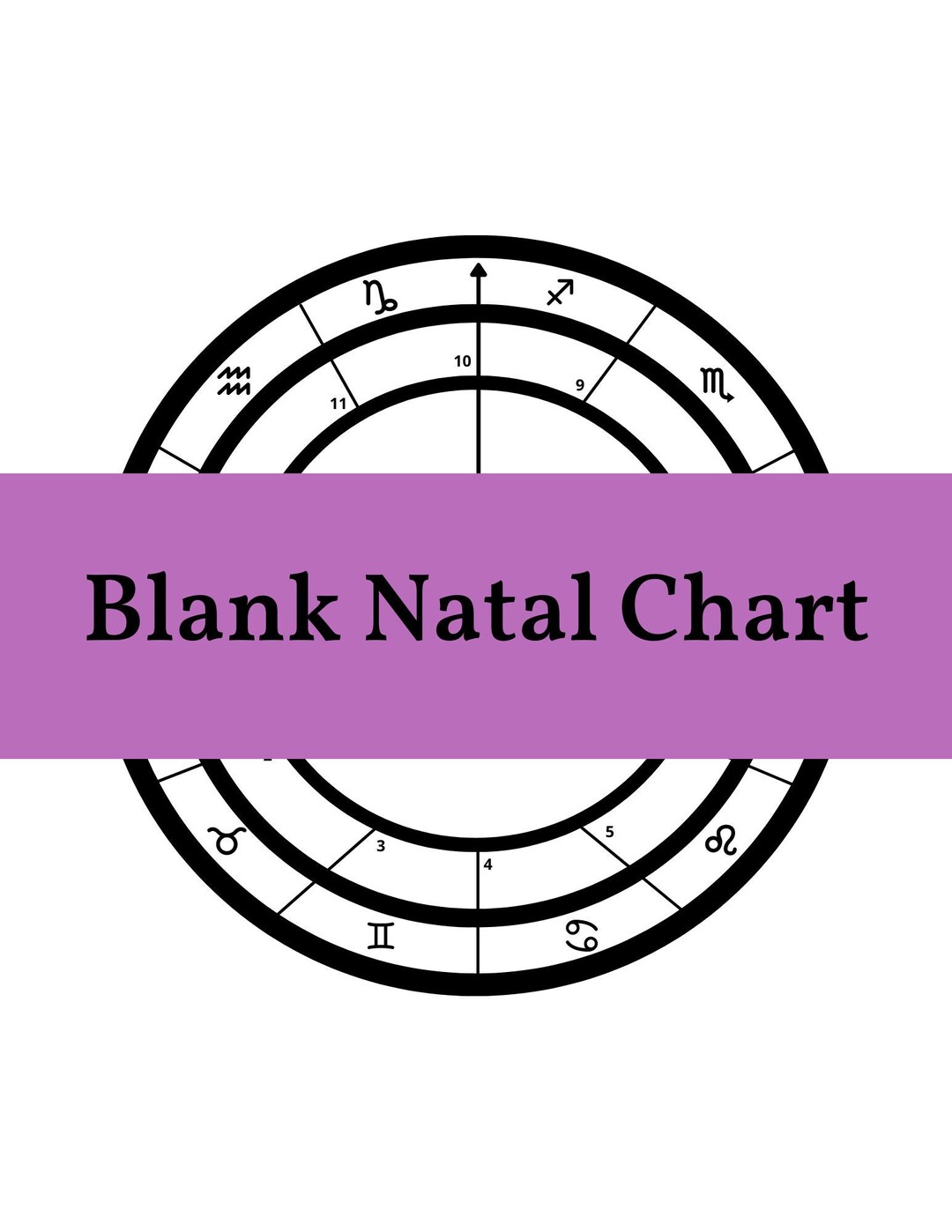 Blank Natal Chart: 4 Versions Including Zodiac and Houses, Houses Only ...