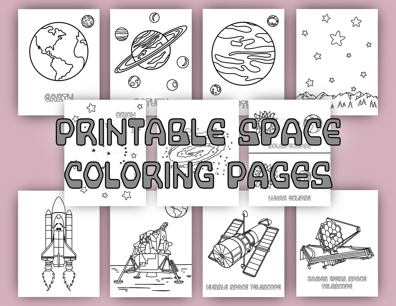 Outer Space Coloring Pages | Astronomy & Science | 34 Page Instant PDF ...