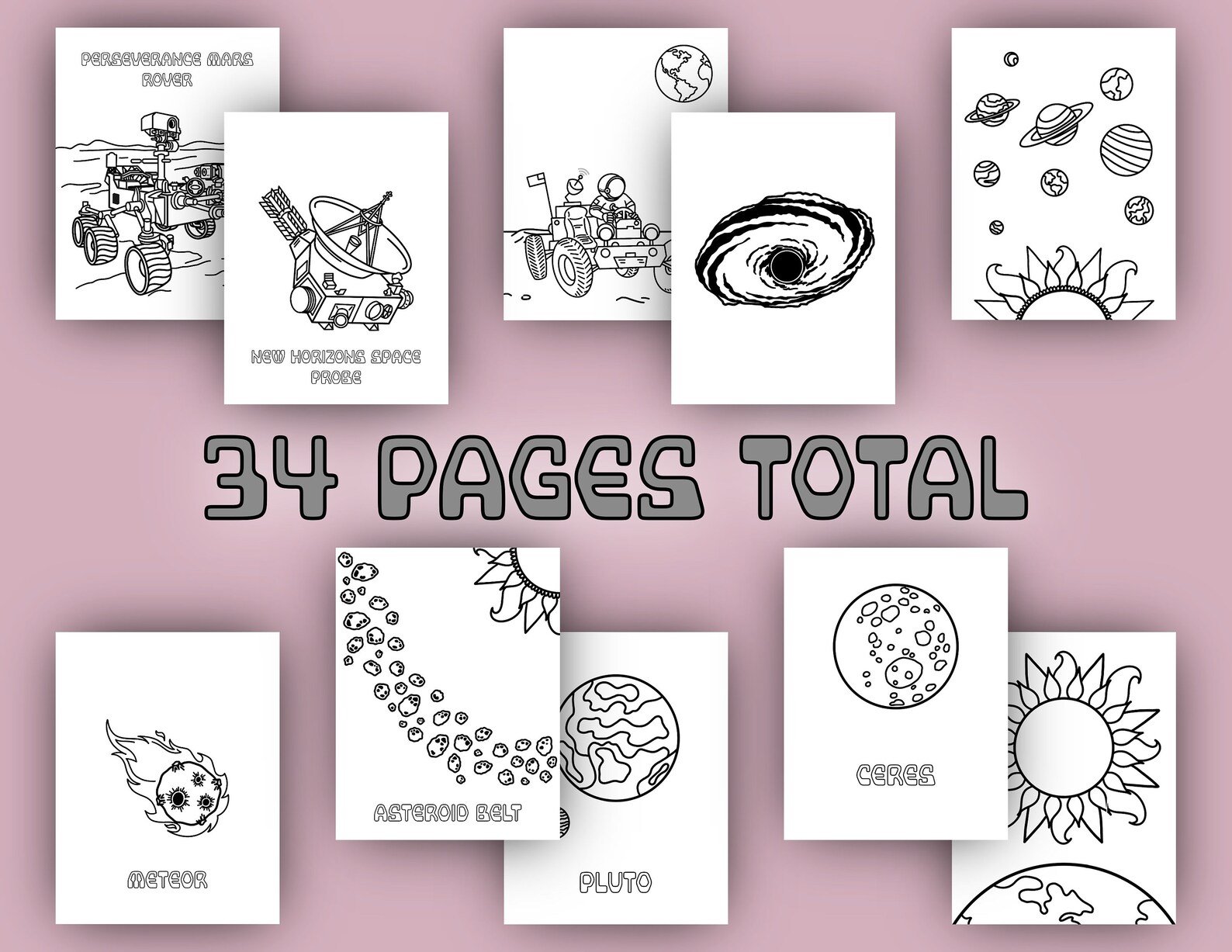Outer Space Coloring Pages | Astronomy & Science | 34 Page Instant PDF ...