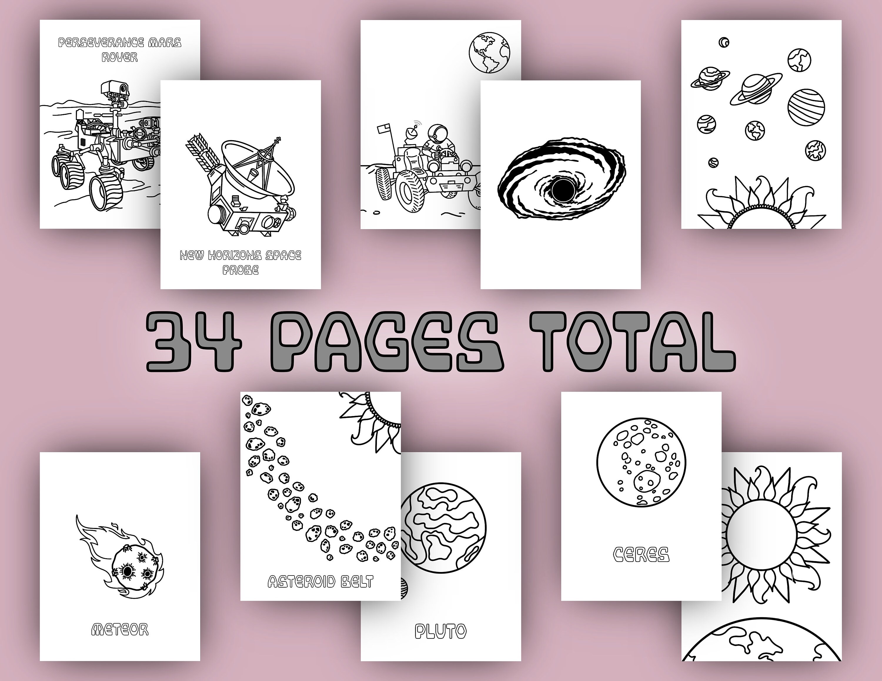 Outer Space Coloring Pages | Astronomy & Science | 34 Page Instant PDF ...