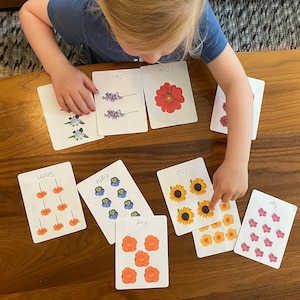 Printable Number Cards 1-10, Flowers, Learn to Count, Montessori ...