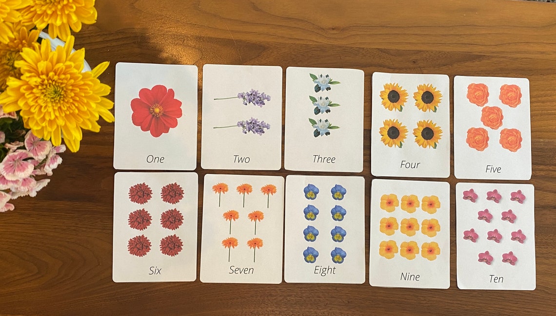 Printable Flower Number Cards 1-10: Montessori Learning (PDF) - Etsy