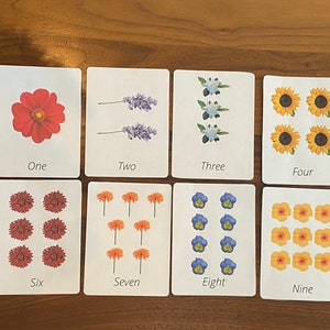 Printable Number Cards 1-10, Flowers, Learn to Count, Montessori ...