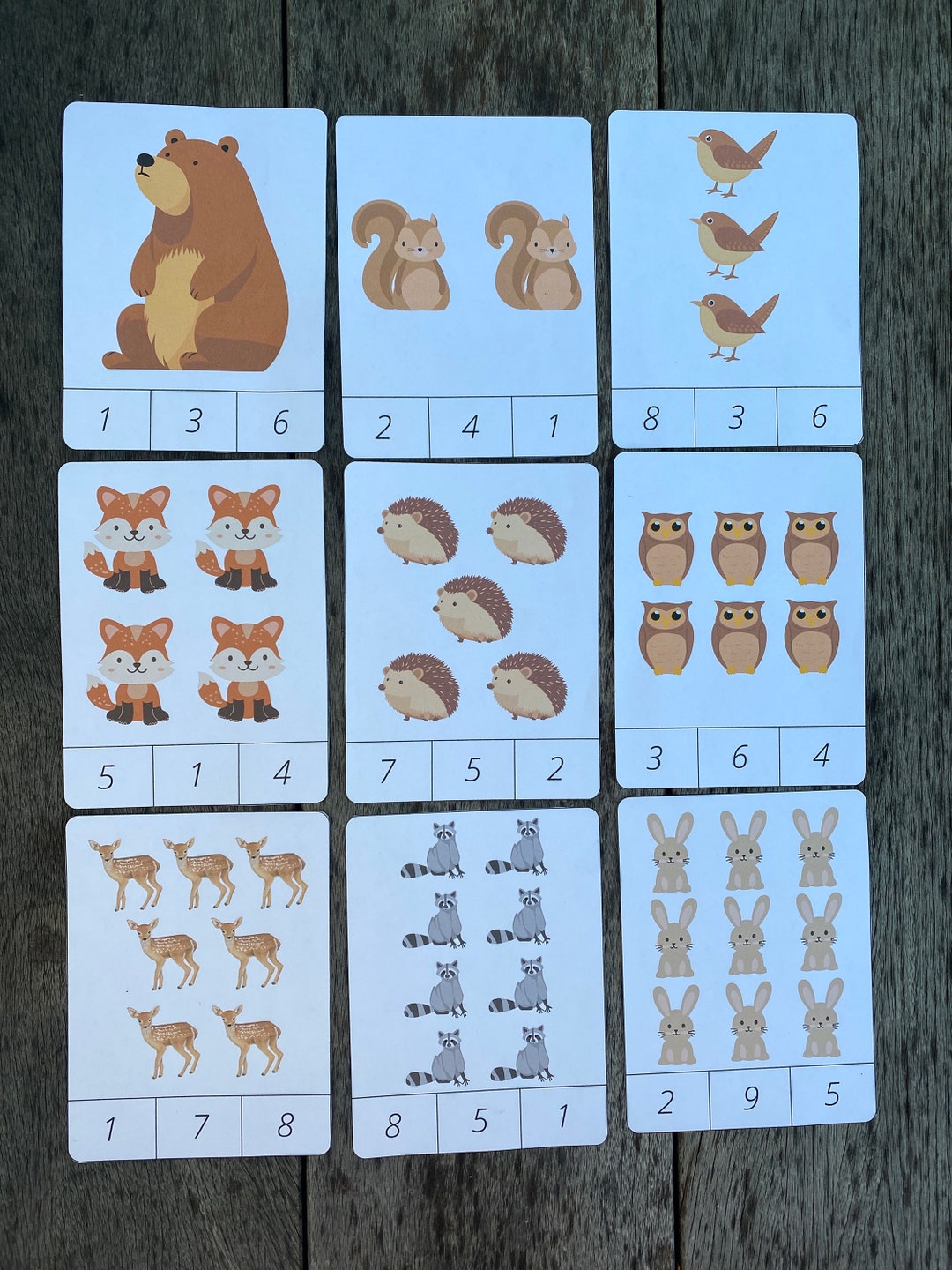 Printable Number Identification Cards 1 - 9, Woodland Animal, Learn to ...