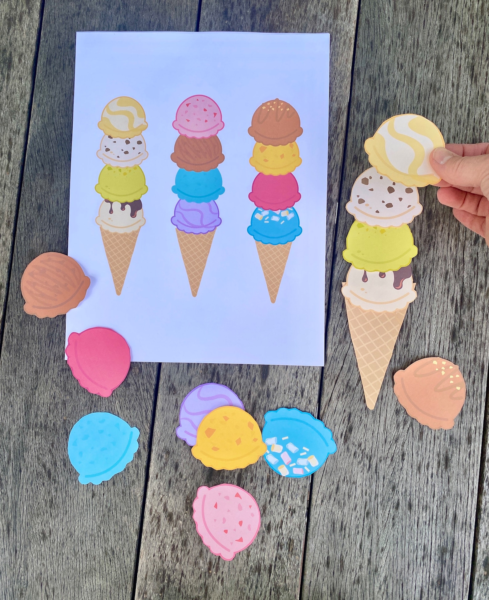 Printable Ice Cream Scoop Pattern Matching Activity - Montessori ...
