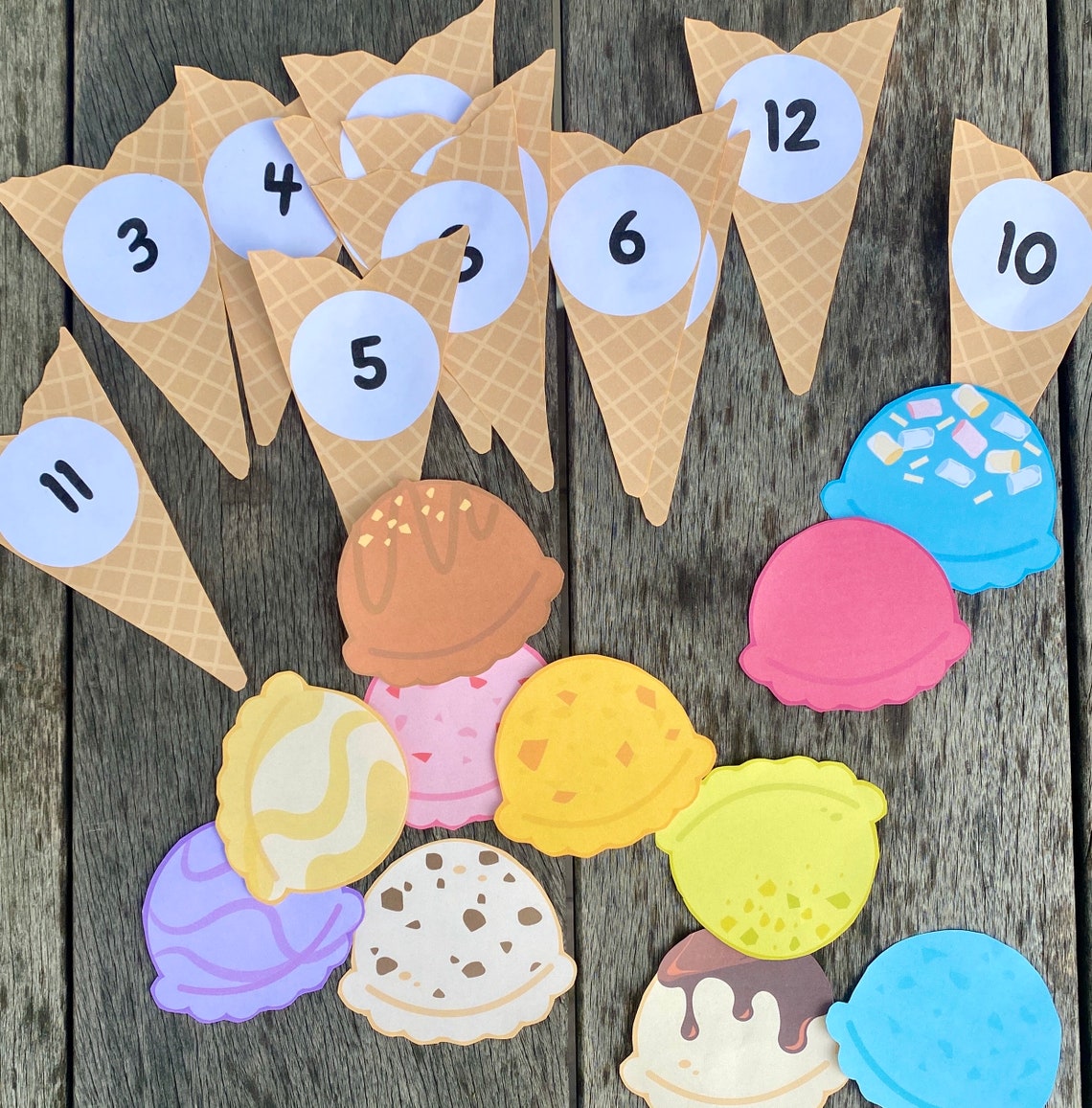 Printable Ice Cream Scoop Counting Activity 1-12, Learn to Count ...