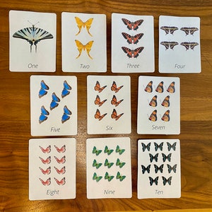 Printable Number Cards 1-10, Butterflies, Learn to Count, Montessori ...