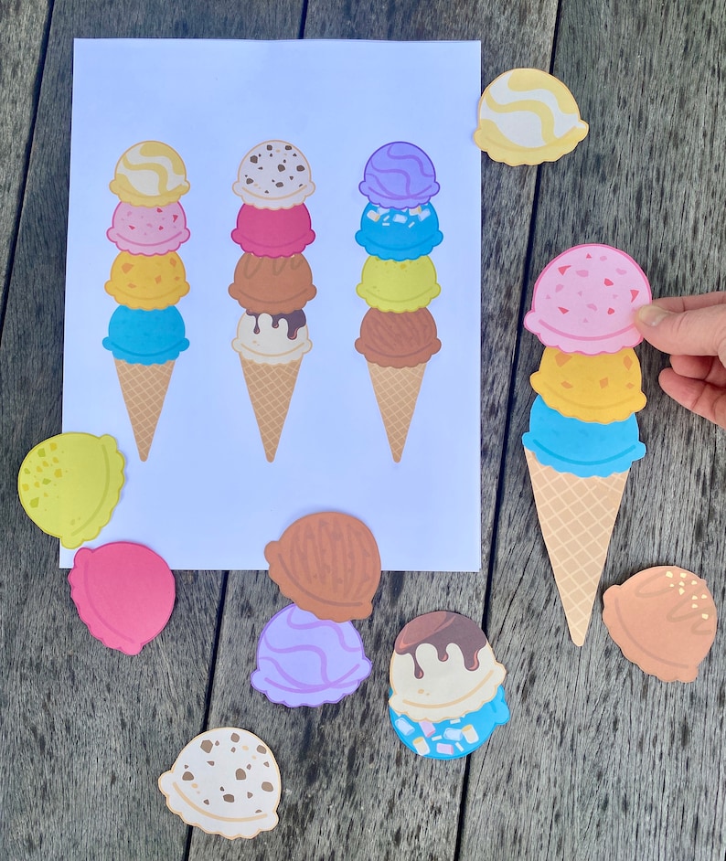 Printable Ice Cream Scoop Pattern Matching Activity - Montessori ...
