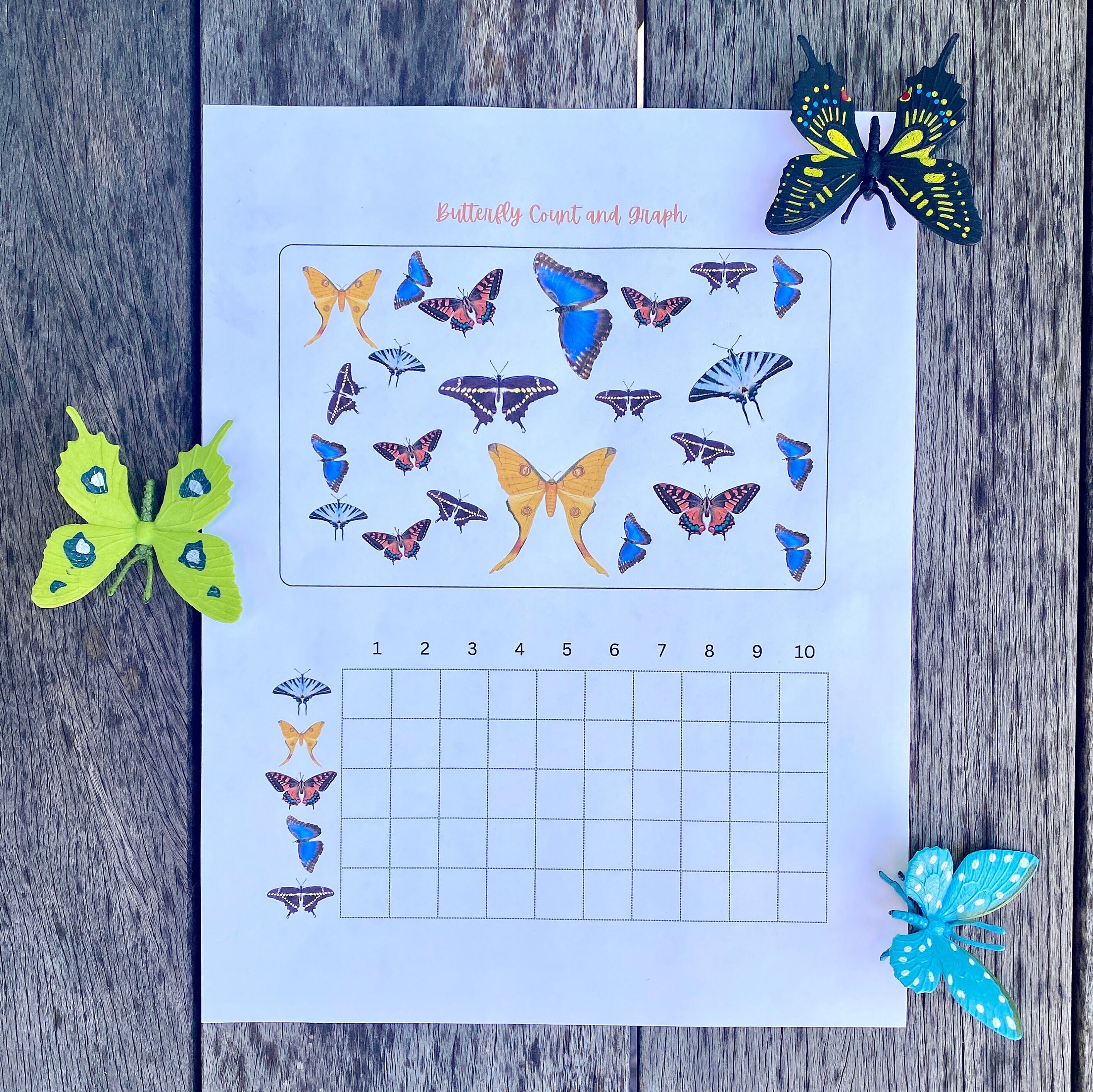 Printable Count and Graph Activity - Butterfly Theme, Learn to Count ...