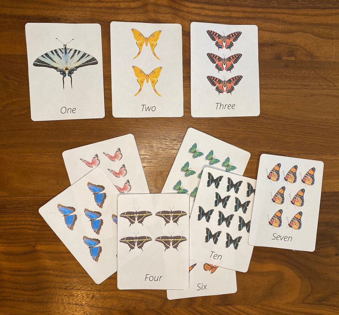 Printable Number Cards 1-10, Butterflies, Learn to Count, Montessori ...