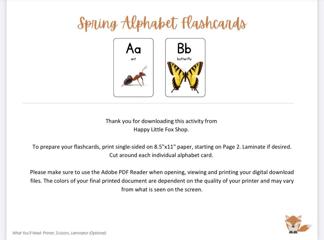 Printable Alphabet Spring Flashcards, Montessori Materials Printable ...