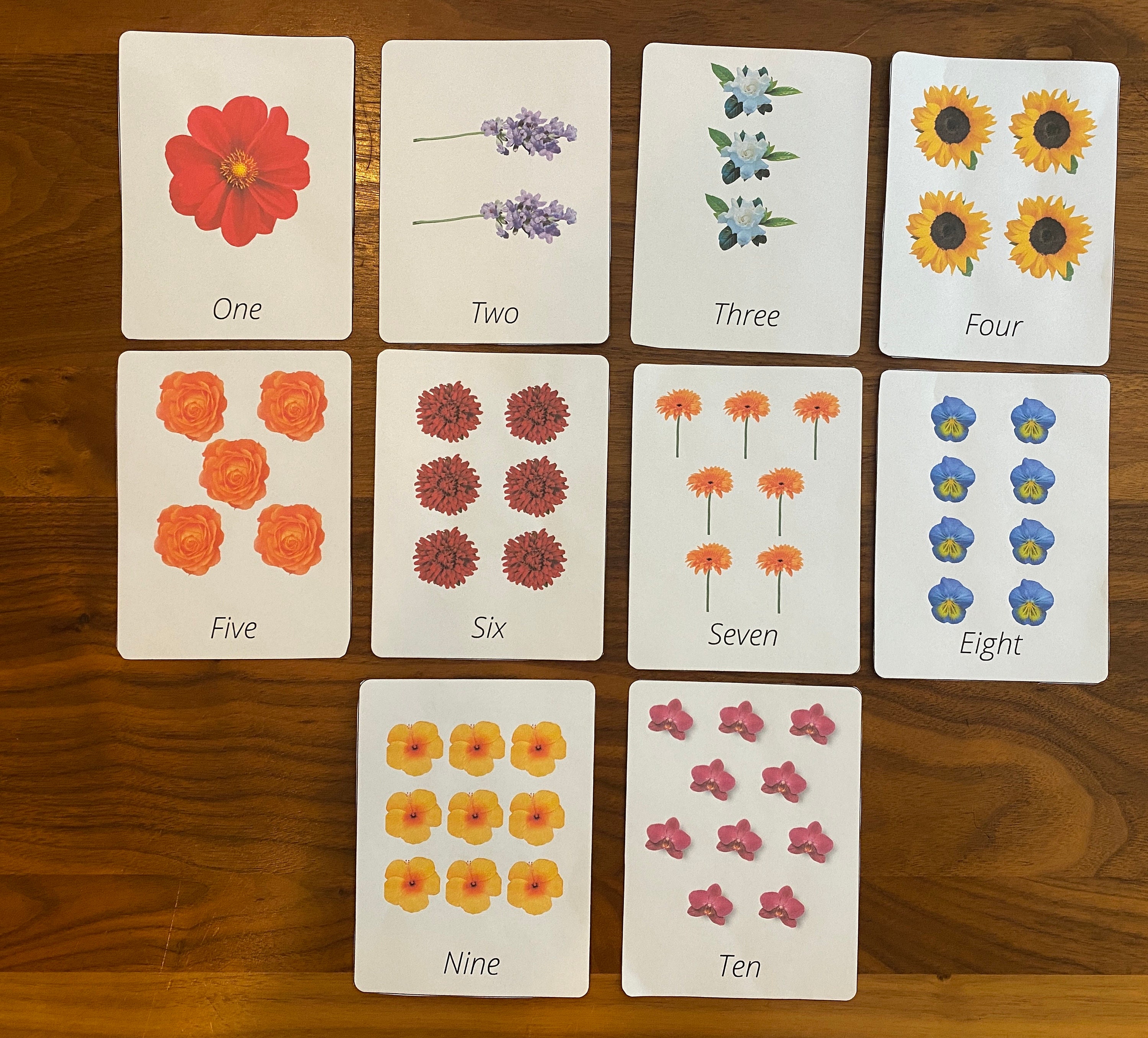 Printable Flower Number Cards 1-10: Montessori Learning (PDF) - Etsy
