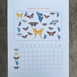 Printable Count and Graph Activity - Butterfly Theme, Learn to Count ...