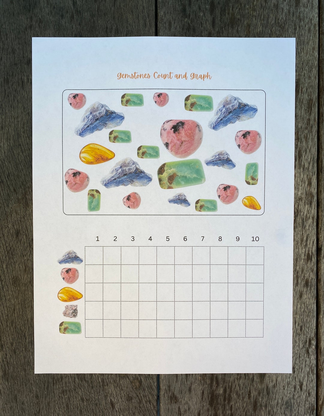 Printable Count and Graph Activity - Gemstone Theme, Montessori ...