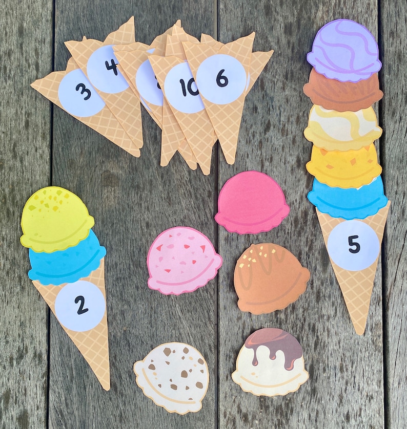 Printable Ice Cream Scoop Counting Activity 1-12, Learn to Count ...