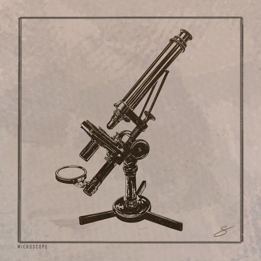 Vintage Microscope Illustration Printable Science Art Digital Download ...