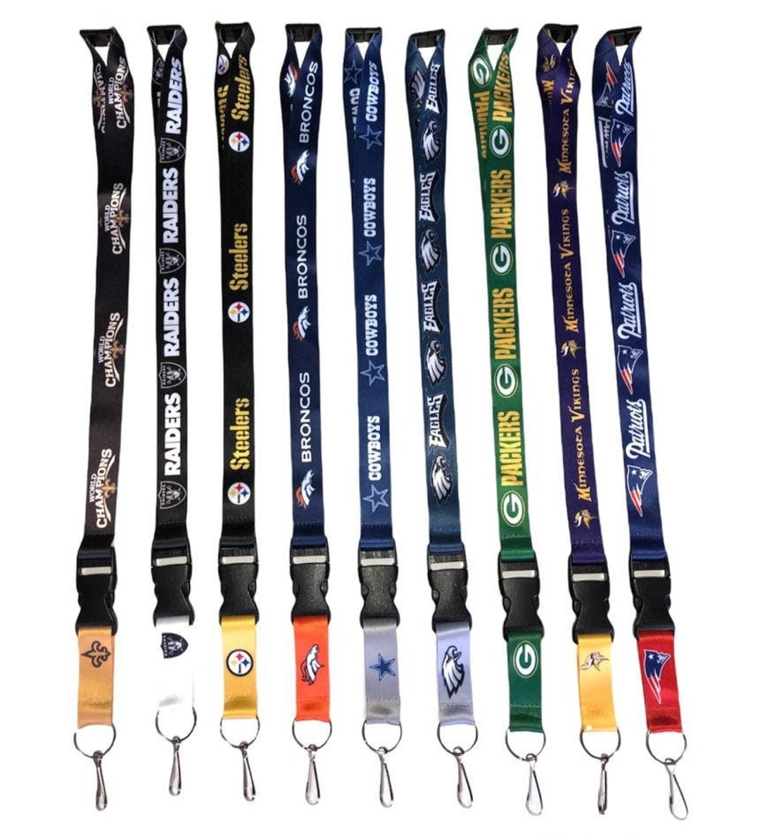 NFL Football Lanyards Wristlet Detachable Keychain ID Phone Holder Neck ...