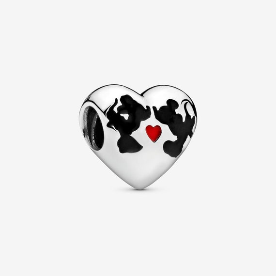 Disney Mickey & Minnie Mouse Kissing Heart Charm S925 Fits All - Etsy