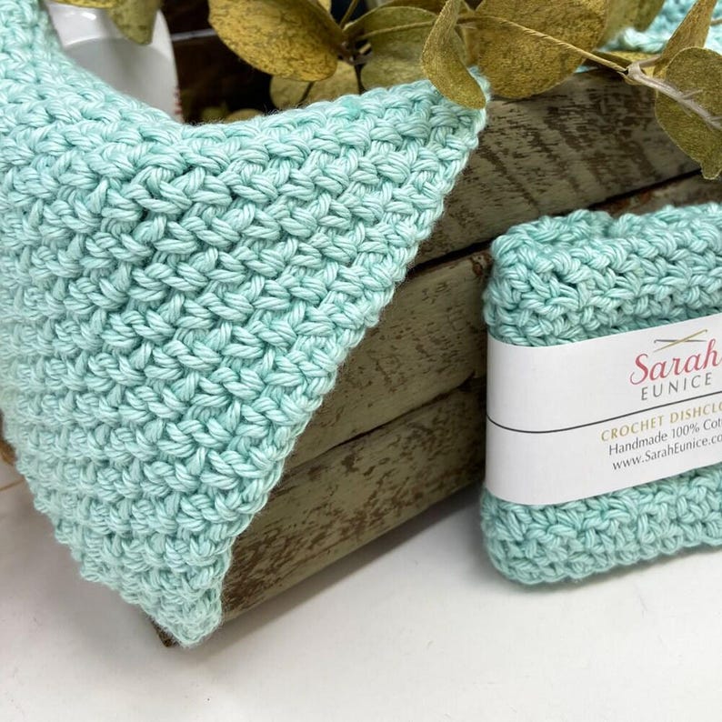 Seafoam Blue Crochet Dish Cloths Handmade | 100% Cotton | Farmhouse ...