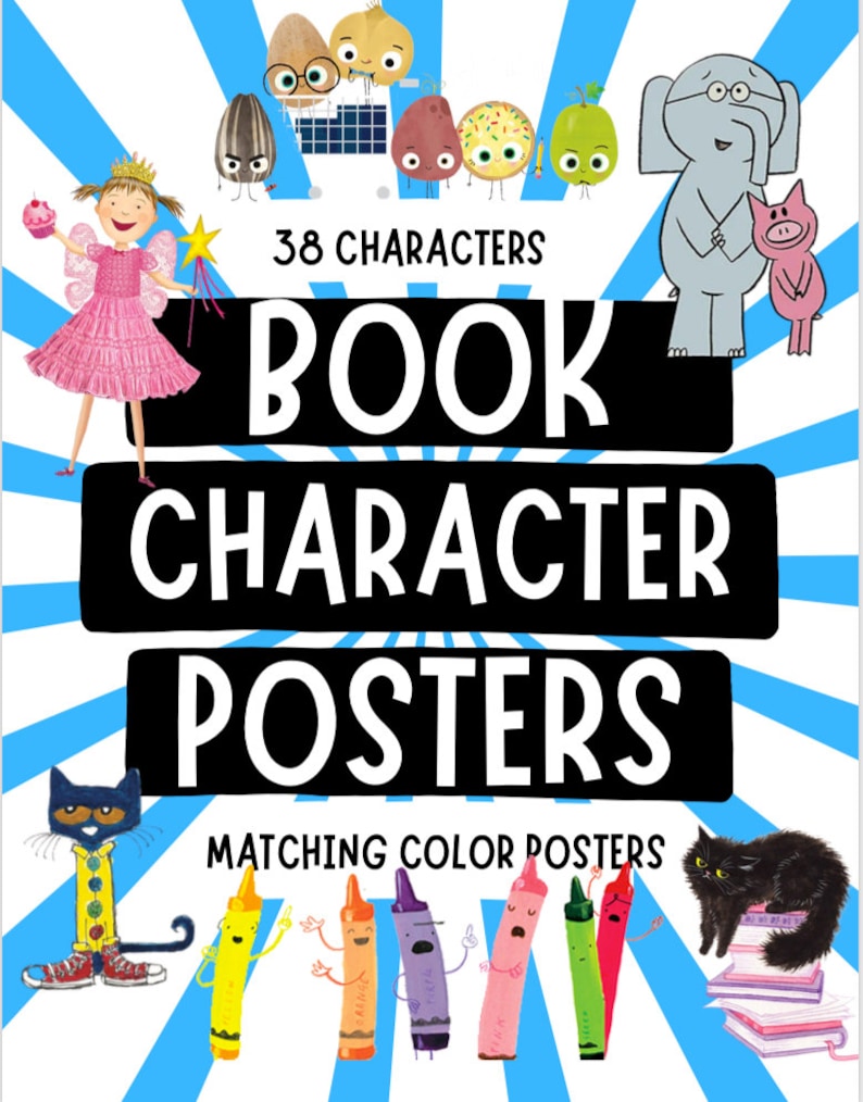 Book Character Posters / Classroom Library Poster / Decor / Color Pop ...