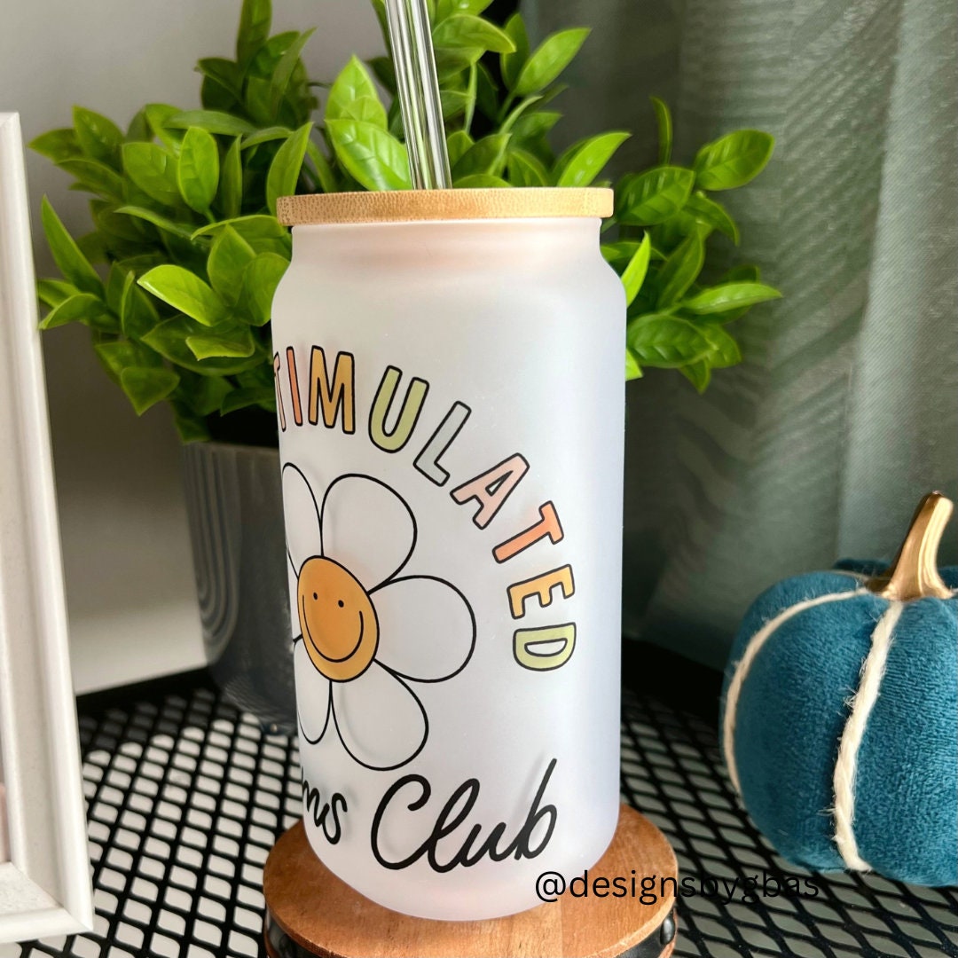 Overstimulated Moms Club 18oz Glass Can Coffee Cup for Mom - Etsy