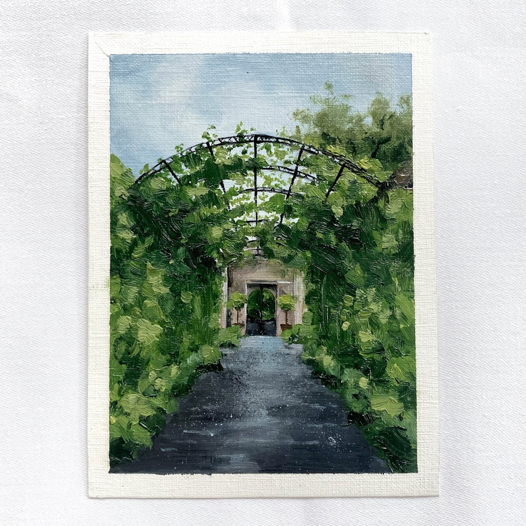 Original Oil Painting on Paper | Plant Covered Passageway, Garden ...