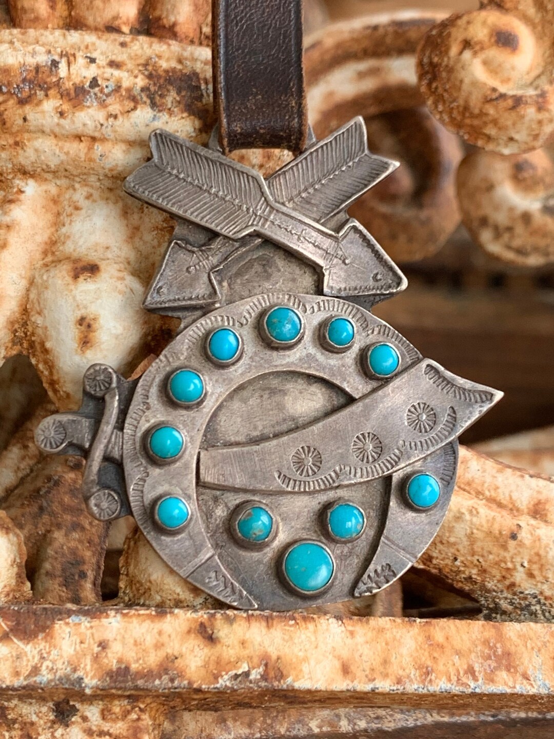 Old Pawn Native American Made Silver & Turquoise Masonic Shriners Watch ...