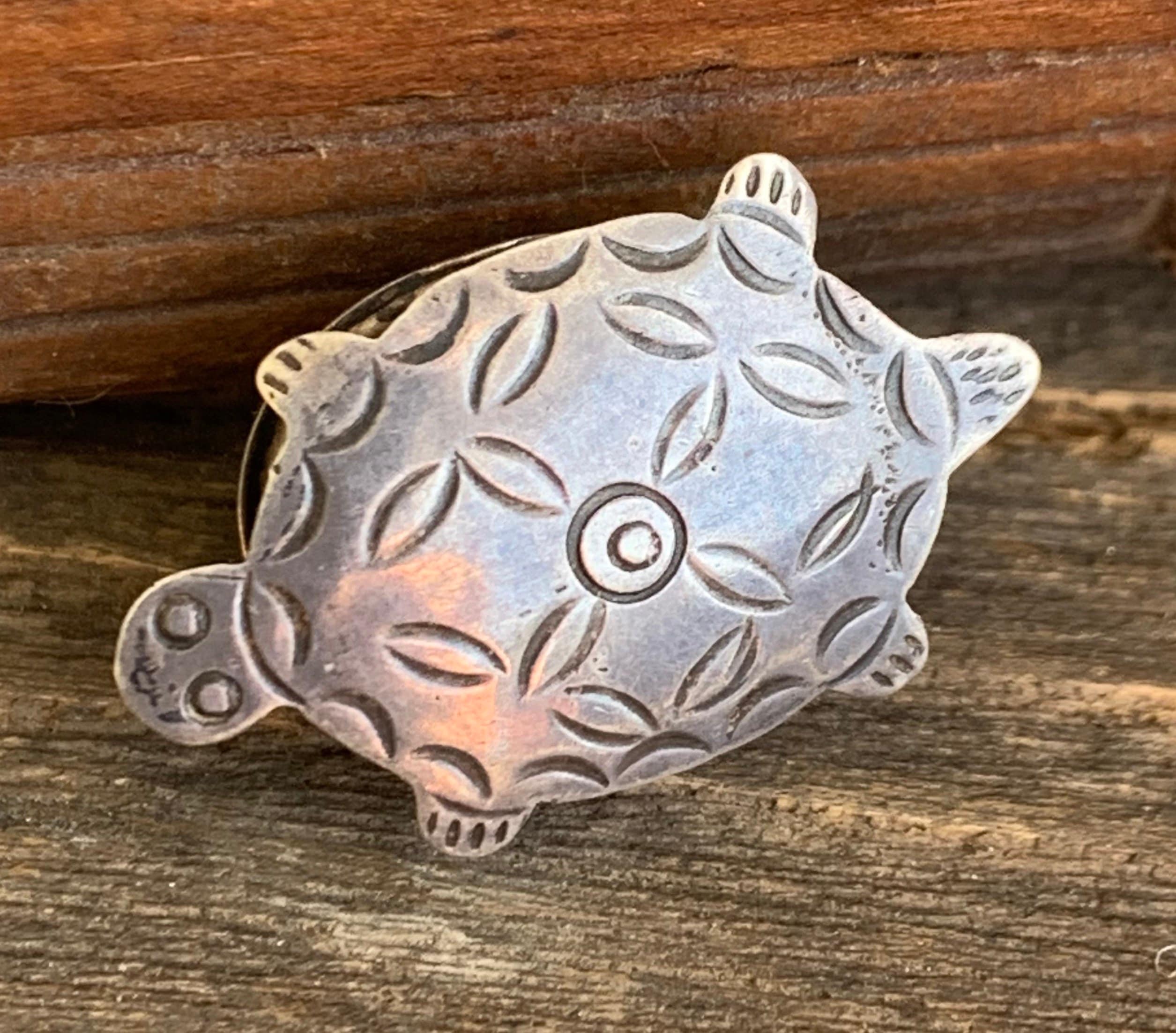 Rare 1940s Awa Tsireh Signed Solid Silver Turtle Pill Poison Box ...