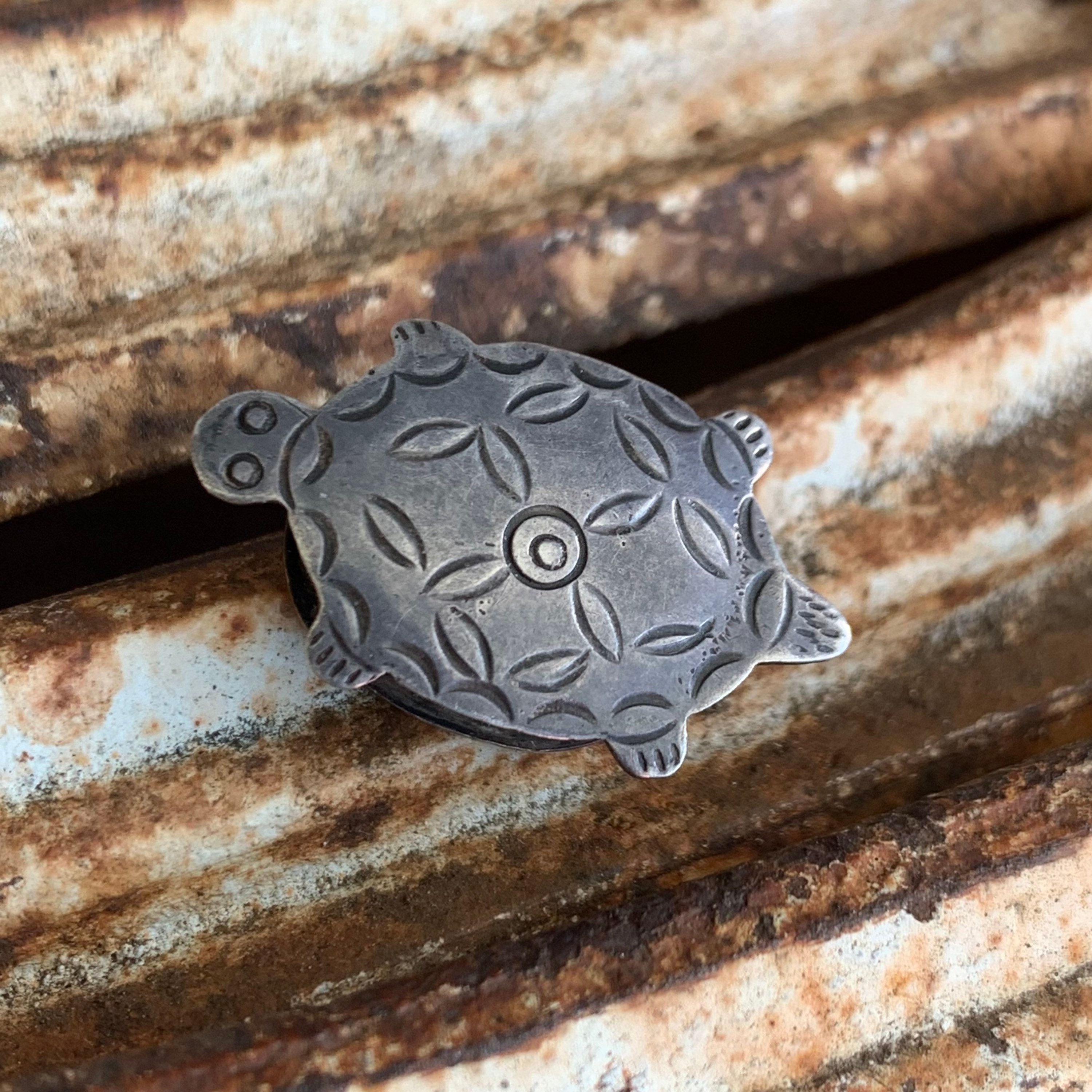 Rare 1940s Awa Tsireh Signed Solid Silver Turtle Pill Poison Box Garden ...