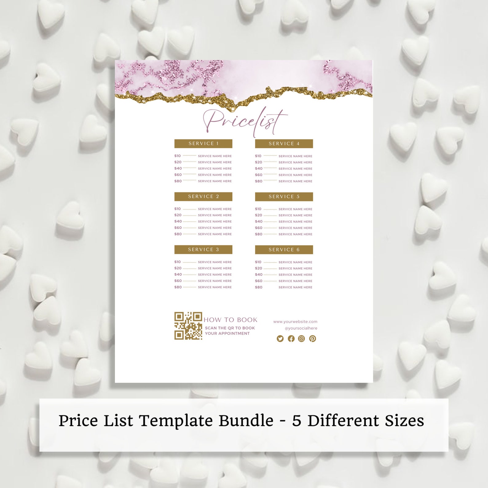 Editable Price List Template Bundle Purple Marble Agate - Etsy