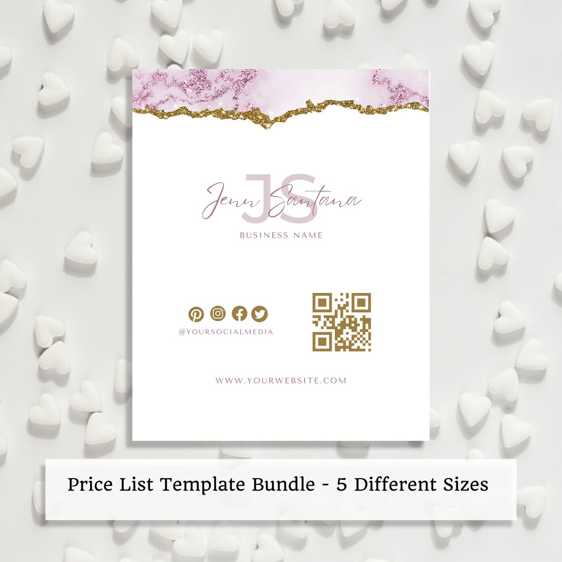 Editable Price List Template Bundle Purple Marble Agate - Etsy