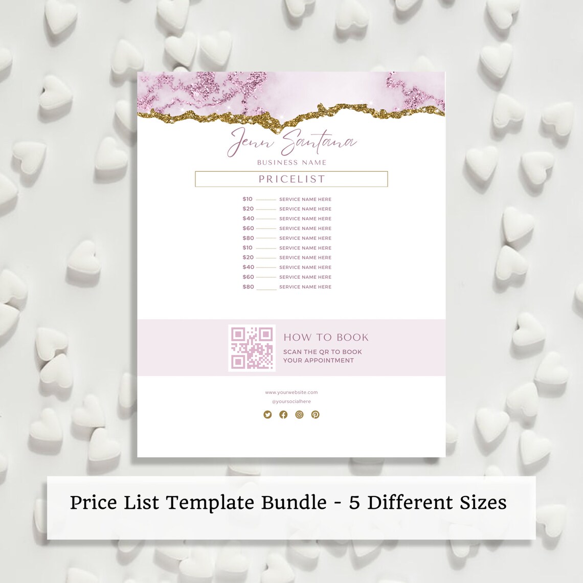 Editable Price List Template Bundle Purple Marble Agate - Etsy