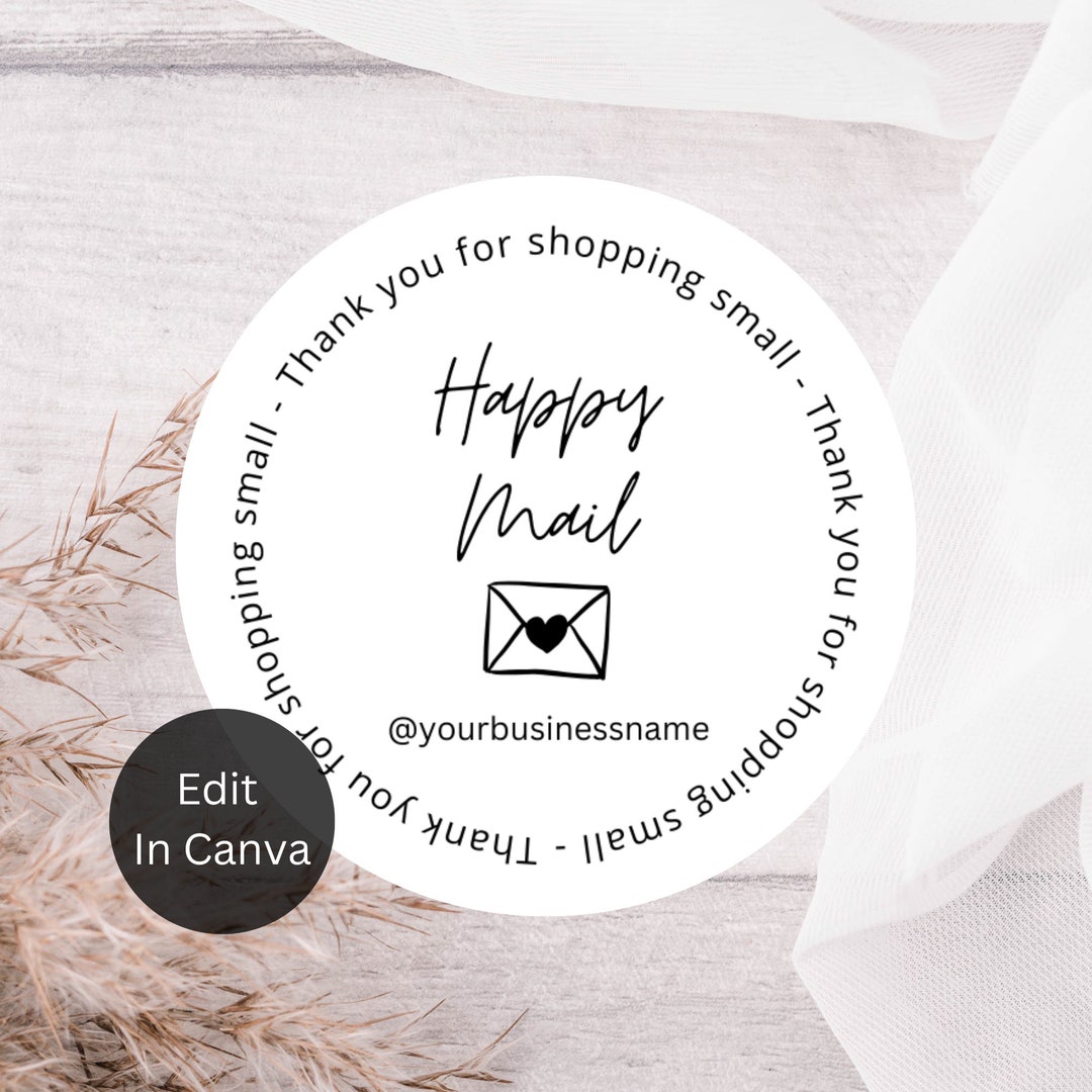 Editable Happy Mail Labels Custom Thank You Labels Custom - Etsy