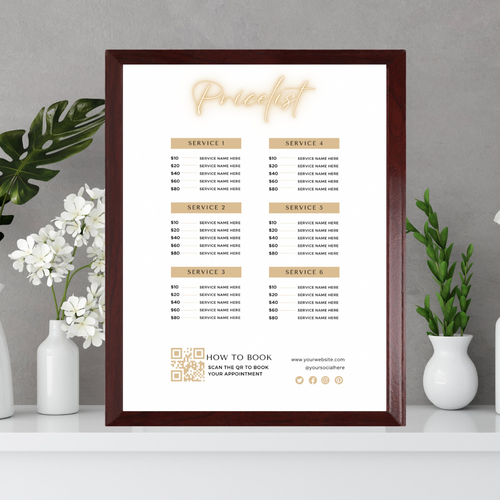 Editable Price List Template White and Gold Agate Price List - Etsy Ireland