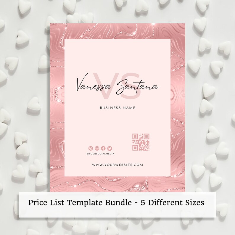 Editable Price List Template Bundle Rose Gold Marble Price - Etsy México