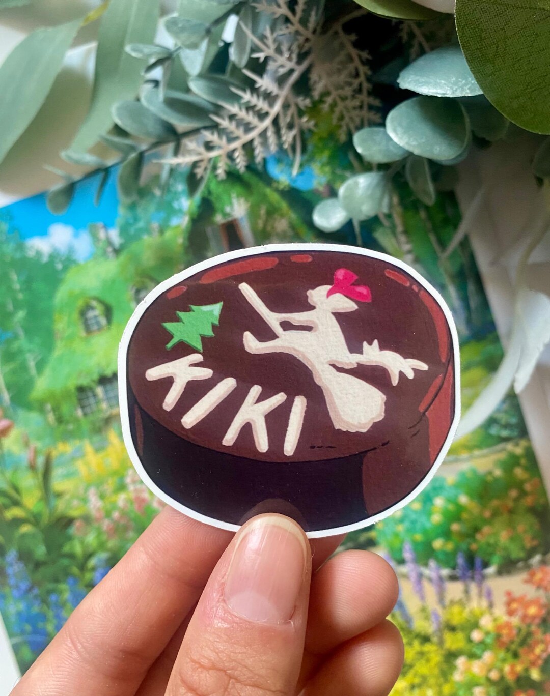 Flying Witch on Broom Cake Sticker – Cottagecore, Witchcore, Hand Drawn ...