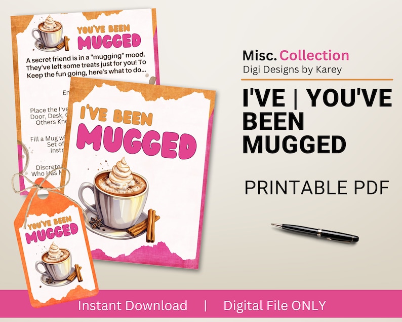 PRINTABLE PDF | You've Been Mugged | I've Been Mugged | Coffee Mug Game ...