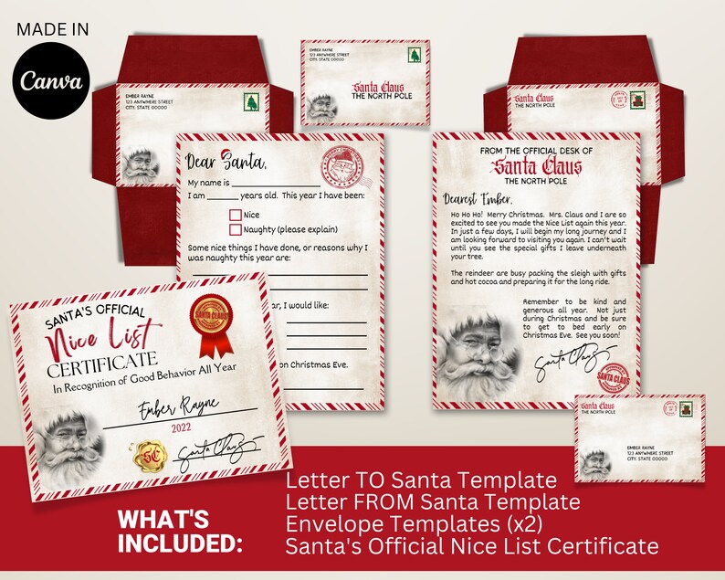 Letter to Santa | Letter From Santa | Nice List | Digital Download ...