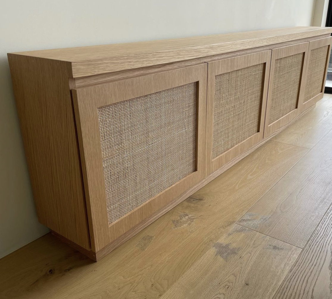 White Oak With Rattan Doors Console - Etsy