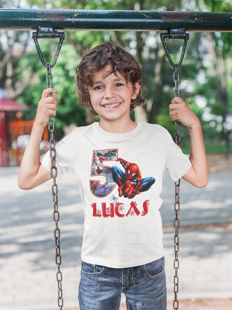 Spiderman Shirt, Spider-man Birthday Shirts, Birthday Boy Tee, Name Age ...