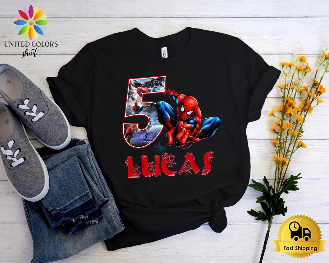 Spiderman Shirt, Spider-man Birthday Shirts, Birthday Boy Tee, Name Age ...