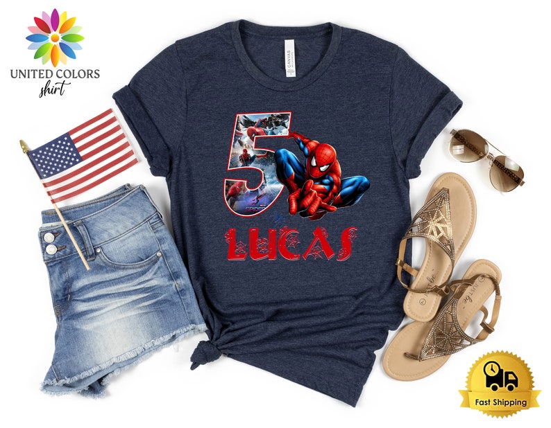 Spiderman Shirt, Spider-man Birthday Shirts, Birthday Boy Tee, Name Age ...