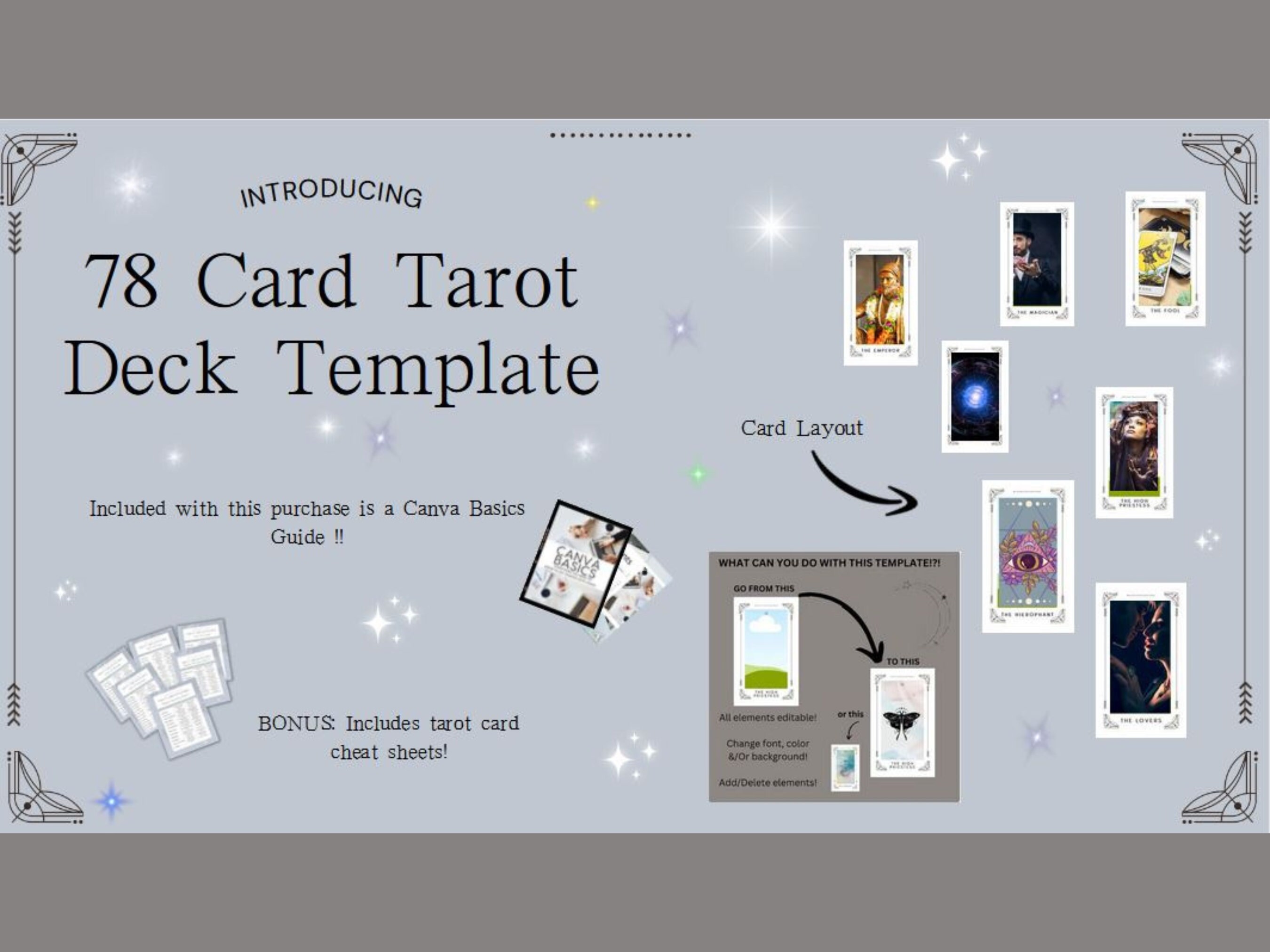 Tarot Card Deck Template, Pre Made Canva Templates, Make Your Own Cards ...