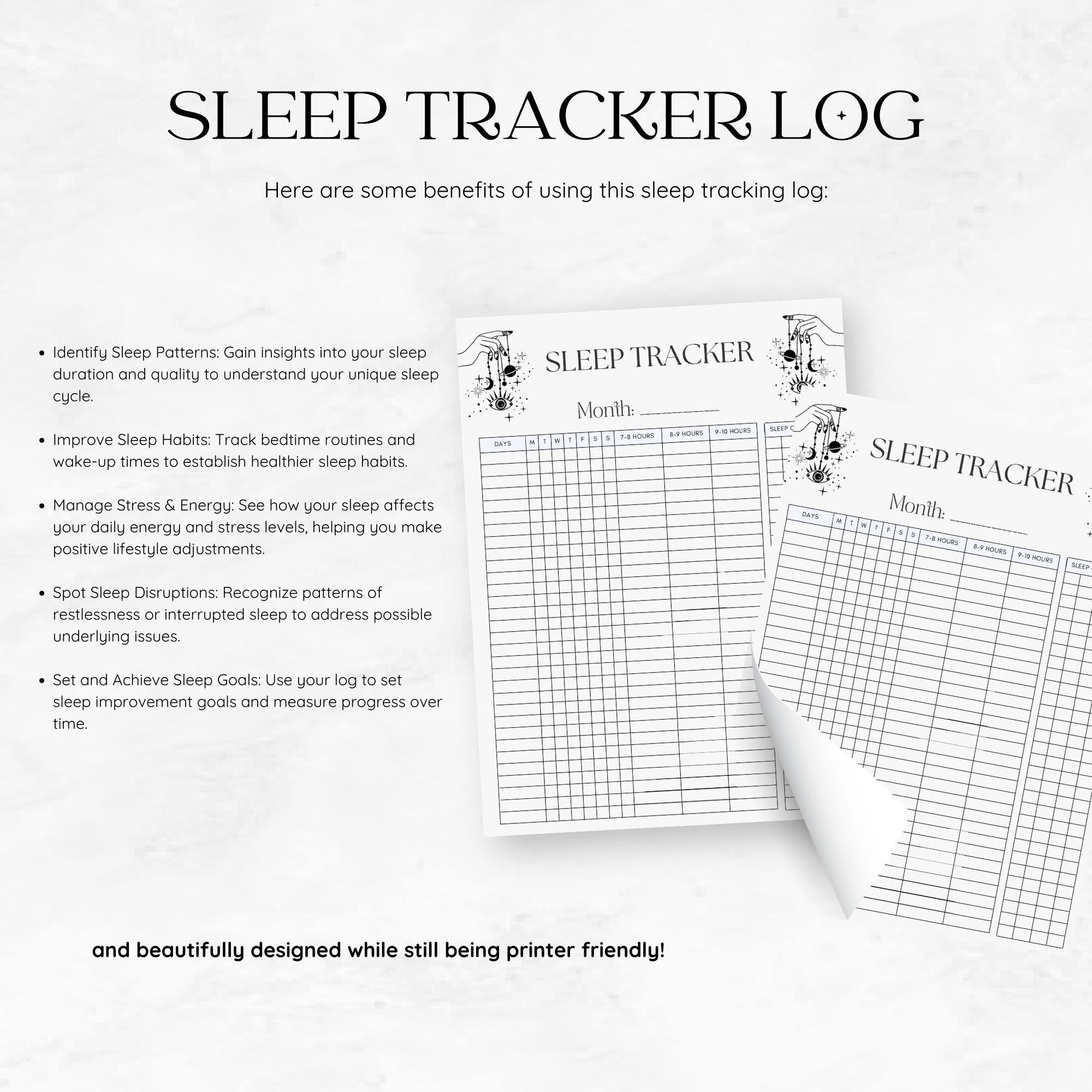 Printable Monthly Sleep Tracking Log Worksheet Printer-friendly Sleep ...