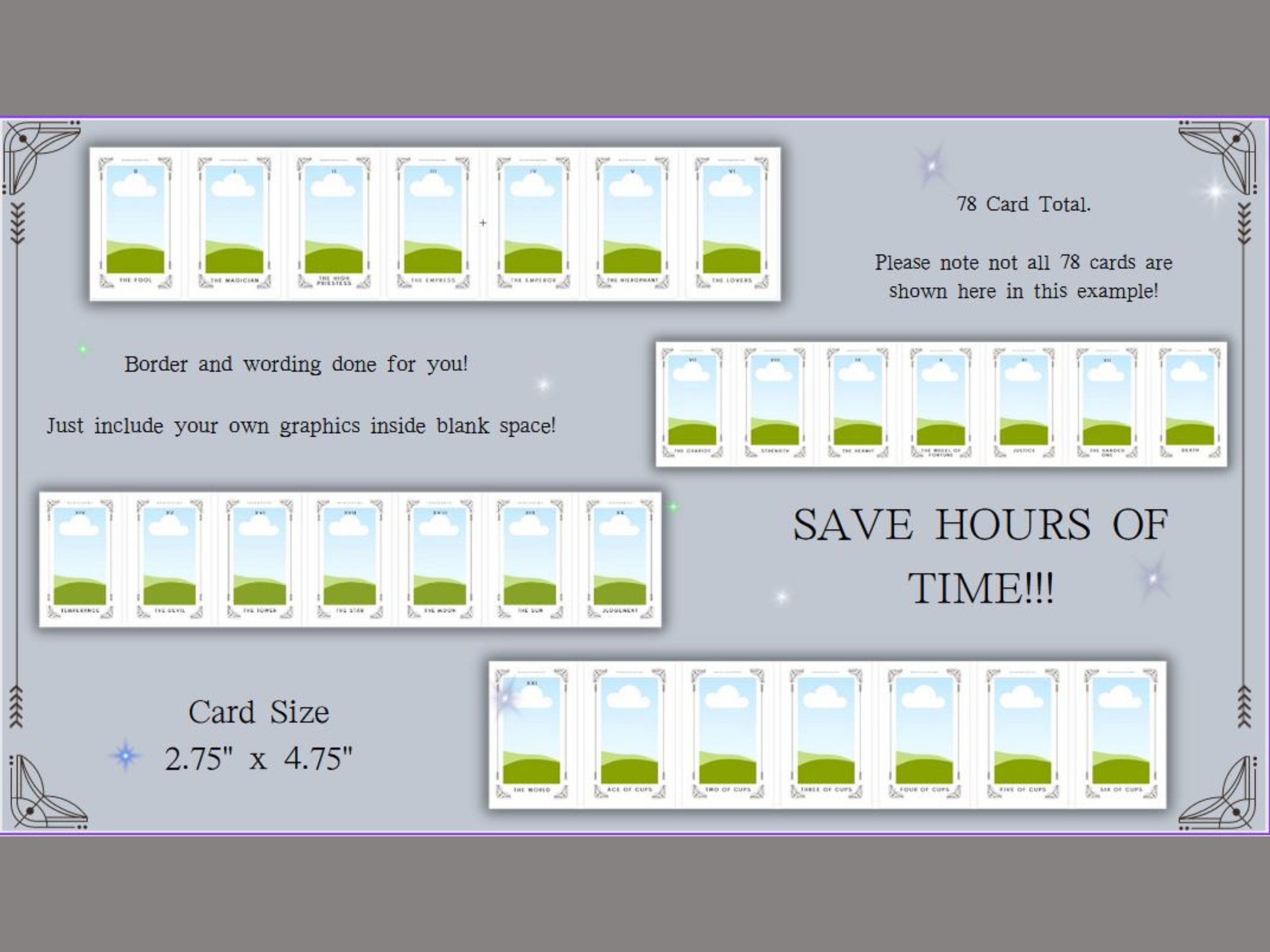 Tarot Card Deck Template, Pre Made Canva Templates, Make Your Own Cards ...