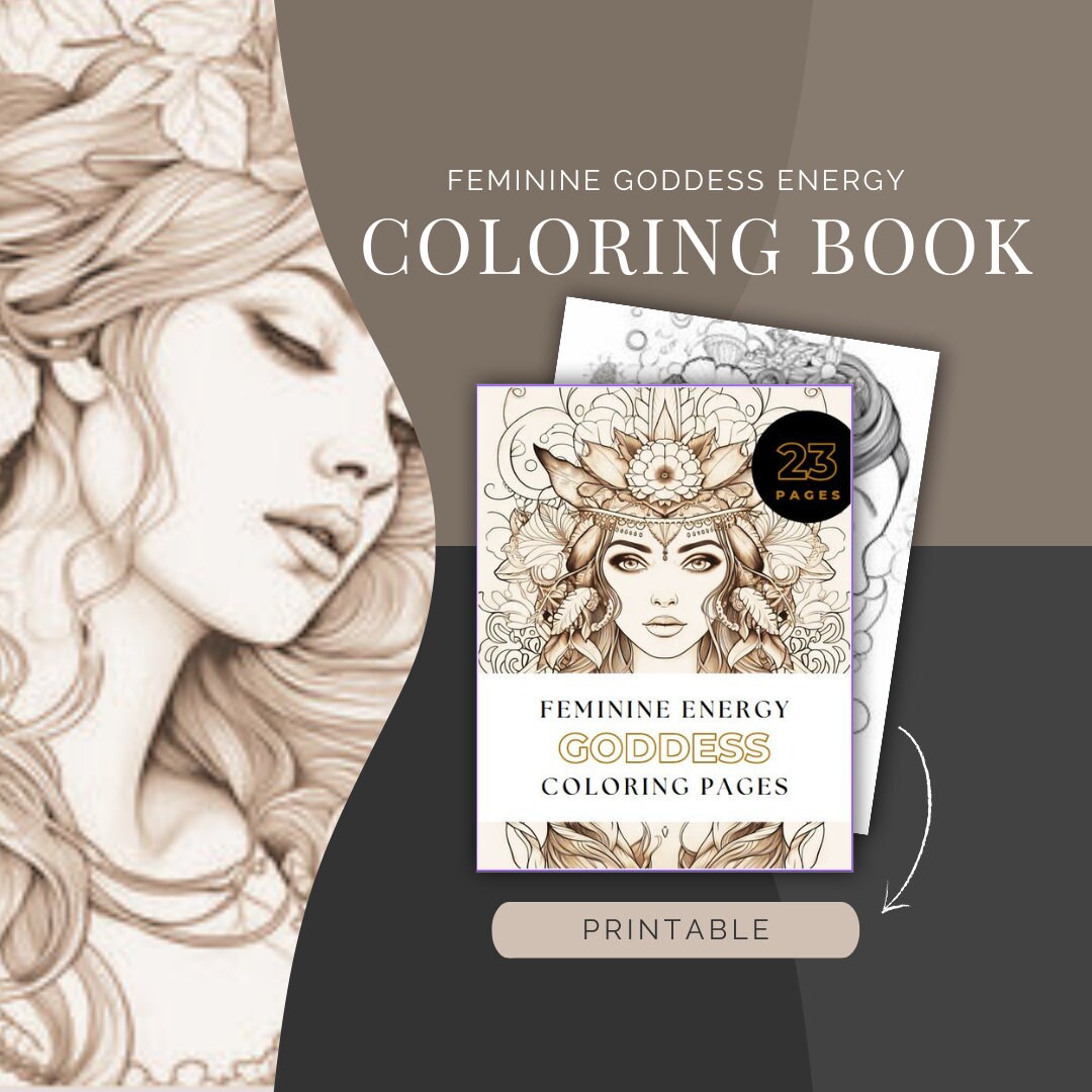 Divine Feminine Coloring Pages, Goddess Energy Coloring Book, Grayscale ...